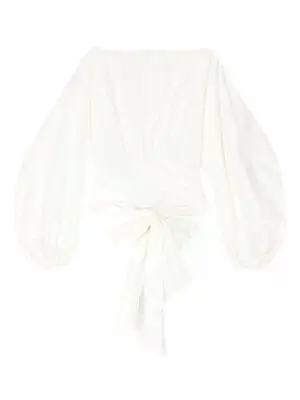 DEL CORE Boat-neck Tie-waist Poplin Top