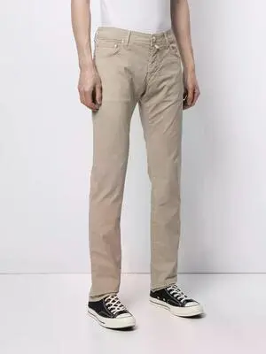 Jacob Cohen Crinkled Slim-fit Cotton-blend Trousers - Brown