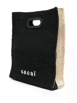 Sacai Woven Tote Bag With Embroidered Logo
