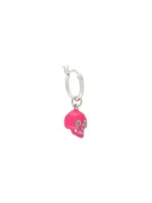 TRUE ROCKS Skull Drop Hoop Earring - Silver