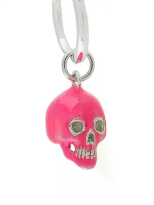 TRUE ROCKS Skull Drop Hoop Earring - Silver