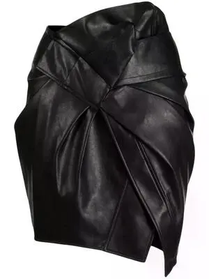 JNBY Asymmetric Faux-leather Pleated Mini Skirt - Black