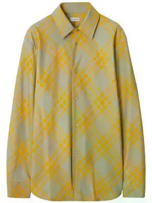 Burberry Check-plaid Cotton Shirt - Grey