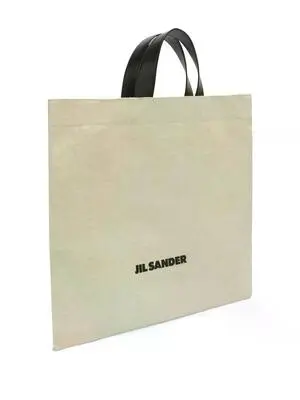 JIL SANDER Logo Print Cotton Tote Bag