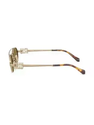 Miu Miu Oval-frame Sunglasses - Gold