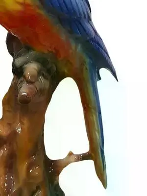 LES-OTTOMANS Large Parrot Porcelain Sculpture - Multicolour