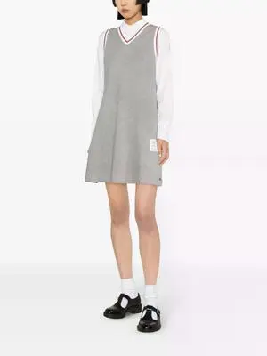 Thom Browne Stripe-trim Cotton Minidress - Grey