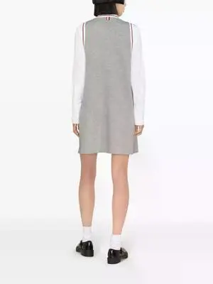 Thom Browne Stripe-trim Cotton Minidress - Grey