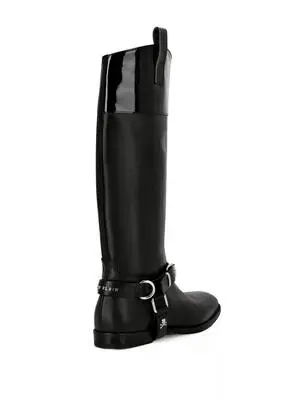 Philipp Plein Buckled Leather Knee-high Boots