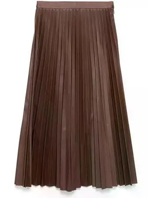 JNBY Chocolate Pleated Midi Skirt