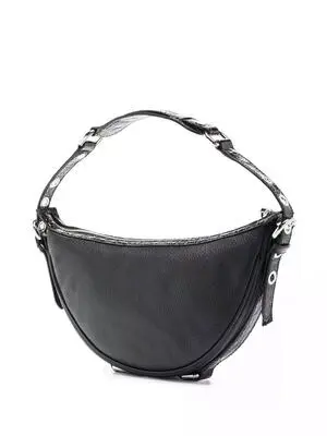 By Far Grained Leather Curved Shoulder Bag With Buckle Detail