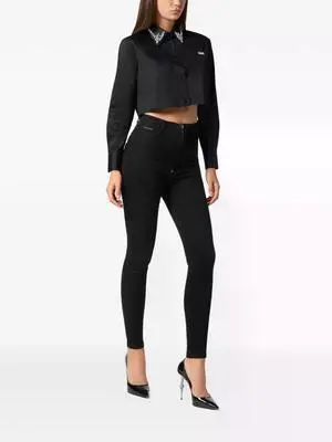 Philipp Plein Embellished Cropped Shirt - Black