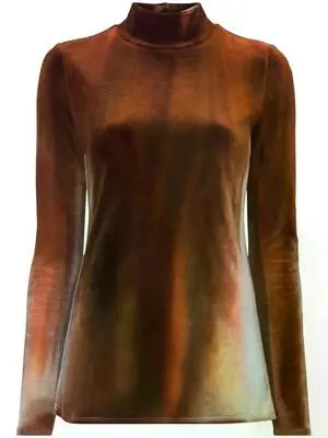 Proenza Schouler Ice Dyed Velvet Mock Neck Top - Brown