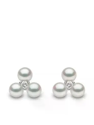 Yoko London 18kt White Gold Pearl Stud Earrings - Silver