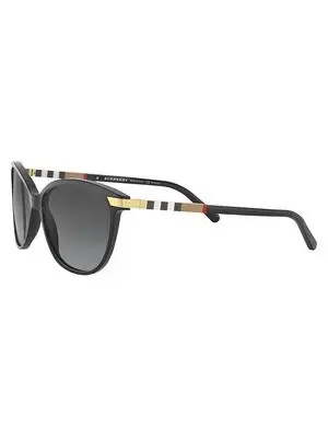 Burberry Round Frame Sunglasses With Vintage Check Pattern - Black