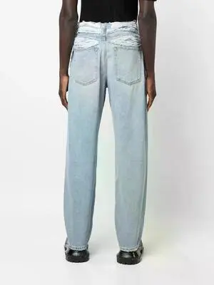 DIESEL® Light Wash Ripped Straight-leg Jeans