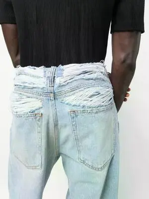 DIESEL® Light Wash Ripped Straight-leg Jeans