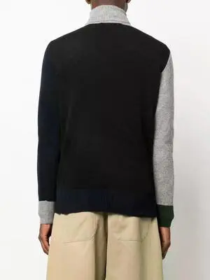 THE POWER FOR THE PEOPLE High-neck Colour-block Wool Jumper