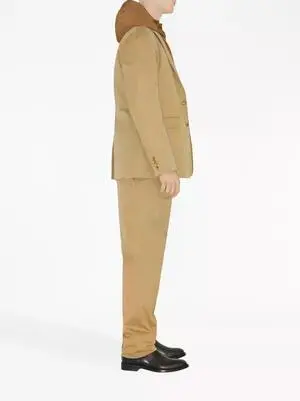 Burberry Embroidered-logo Cotton Chino Trousers
