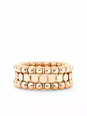 PRAGNELL 18kt Rose Gold Bohemia Three-row Ring With Hexagonal Motif - Pink