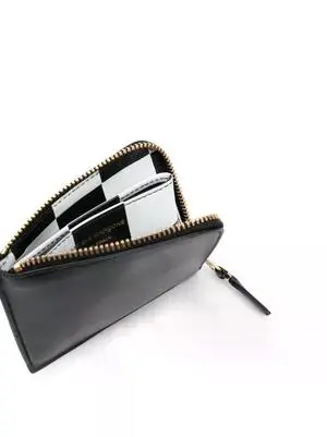 Comme Des Garçons Leather Wallet With Checkerboard Lining
