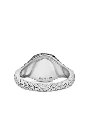 David Yurman 18kt White Gold Chevron Diamond Pinky Ring - Silver