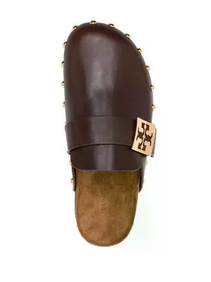Tory Burch Mellow Studded Leather Mules - Brown