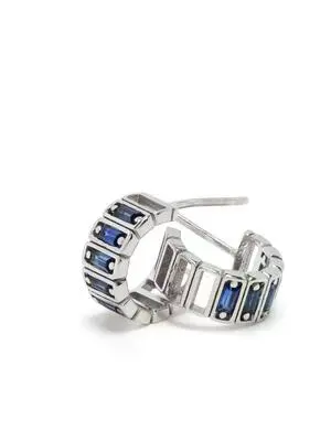 SUZANNE KALAN 18kt White Gold Baguette Sapphire Hoop Earrings