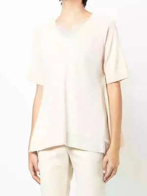 Goen.j Lace-trimmed V-neck T-shirt