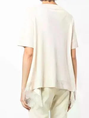 Goen.j Lace-trimmed V-neck T-shirt