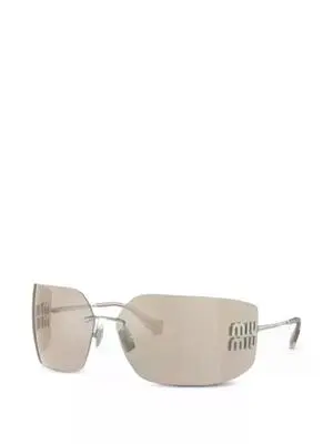 Miu Miu Logo Detail Rimless Sunglasses - Silver
