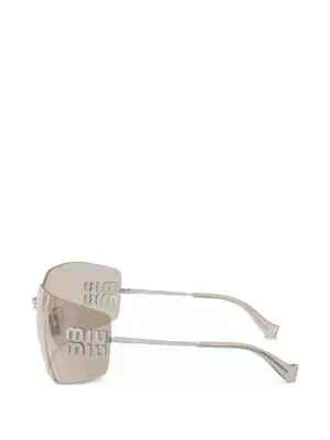 Miu Miu Logo Detail Rimless Sunglasses - Silver