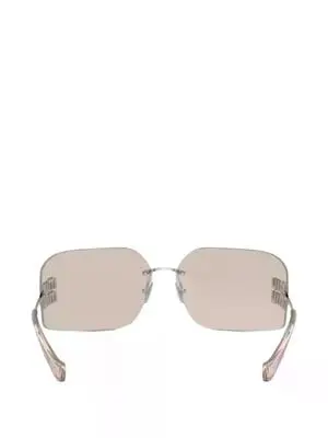 Miu Miu Logo Detail Rimless Sunglasses - Silver