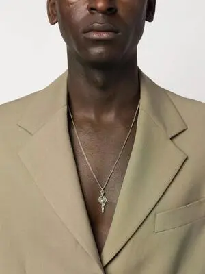 Emanuele Bicocchi Sterling Key And Pearl Pendant Necklace