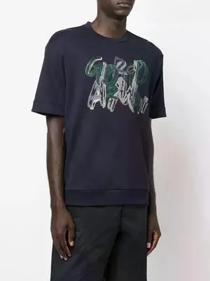 Giorgio Armani Graphic Logo-print Cotton T-shirt - Blue