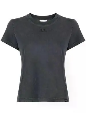 COURREGES Distressed Logo Cotton T-shirt