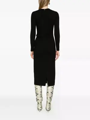 Giorgio Armani Long-sleeve Midi Dress With Draping And Cut-out Detail