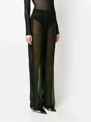 Saint Laurent Silk Transparent Straight-leg Trousers