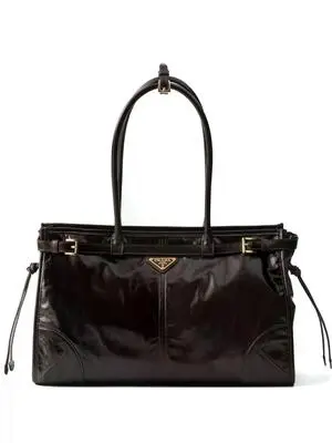 Prada Bonnie Large Leather Handbag - Brown