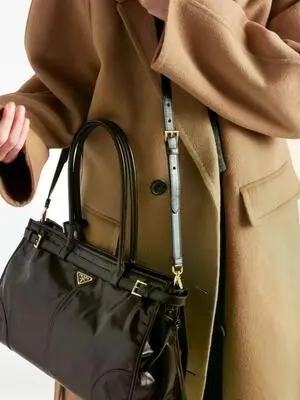 Prada Bonnie Large Leather Handbag - Brown