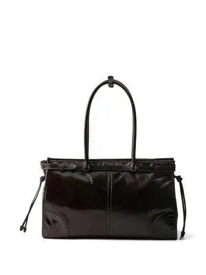 Prada Bonnie Large Leather Handbag - Brown