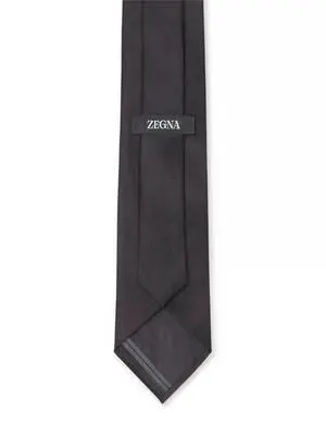 Zegna Mulberry Silk Twill Neck Tie - Black
