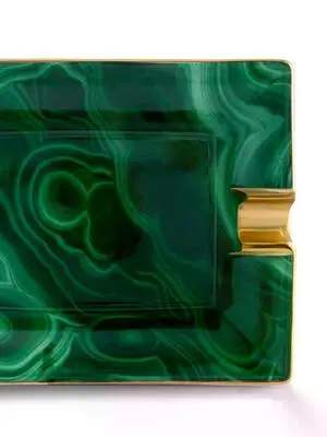L'Objet Malachite Porcelain Ashtray