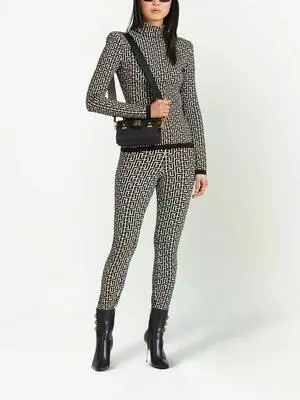 Balmain Monogram-print High-waisted Leggings