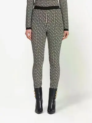 Balmain Monogram-print High-waisted Leggings