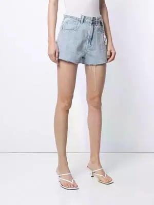 GROUND ZERO Light Distressed Denim Shorts With Chain Detail