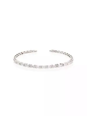 SUZANNE KALAN 18kt White Gold Baguette Diamond Bangle - Silver