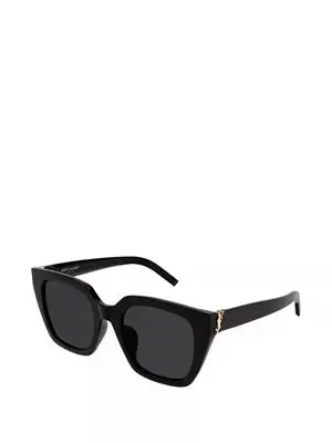 Saint Laurent Logo Plaque Square Frame Sunglasses