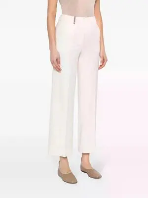 Peserico High Waist Wide Leg Trousers With Jacquard Detail
