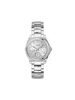 Guess Crystal Quartz Chronograph Stainless Steel Watch - Silver
